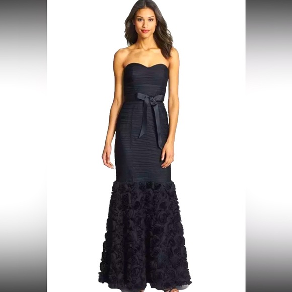 JS Collections | Dresses | Js Collections Black Mesh Rosettes ...